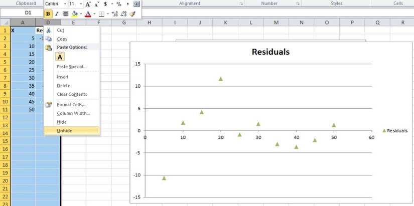 How to Find and Plot Residuals in Excel