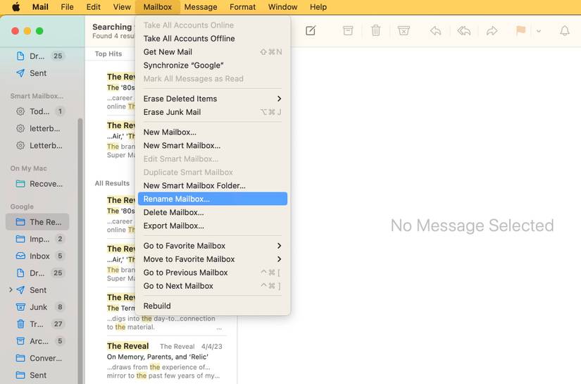 How to Create, Rename, or Delete a Mailbox in Apple Mail on a Mac