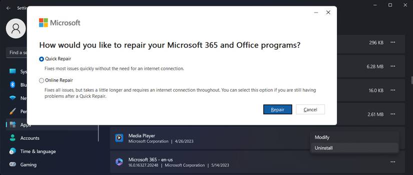 How to Fix the Microsoft 365 Error Code 30015-26 on Windows