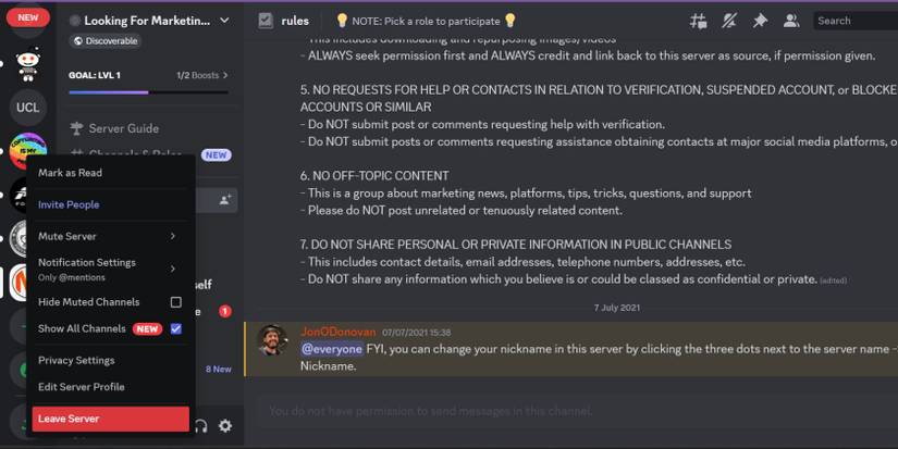 How to Leave a Discord Server