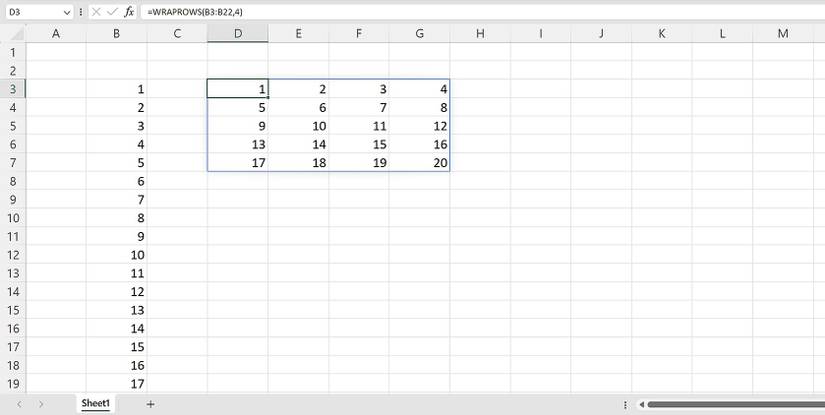 How to Use the WRAPROWS Function in Excel