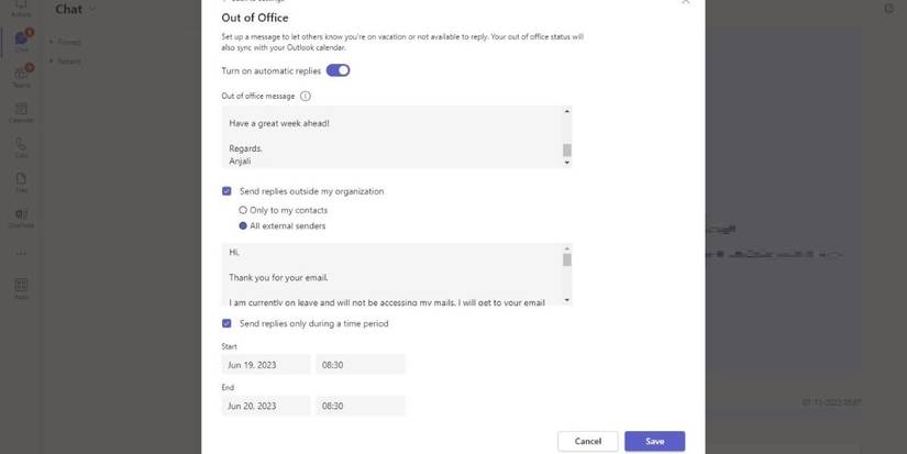 How to Set Out of Office Status on Microsoft Teams