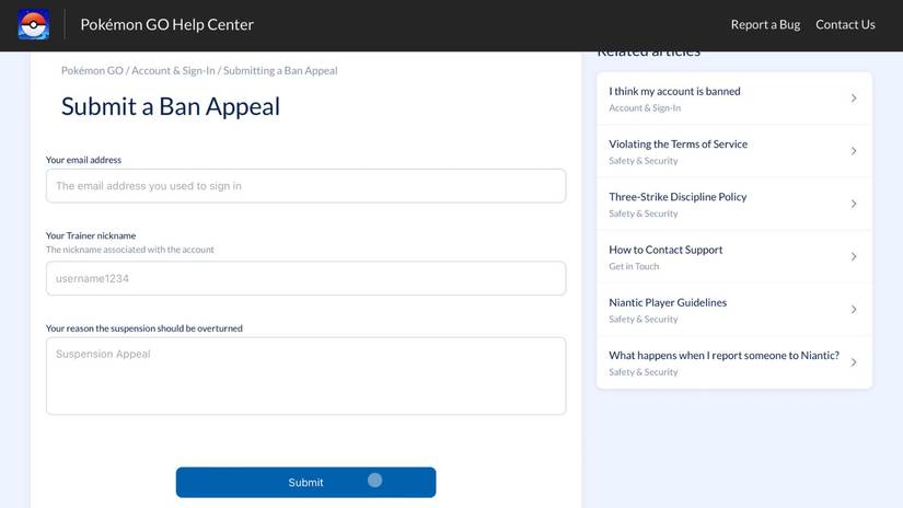 How to Submit a Ban Appeal in Pokémon GO