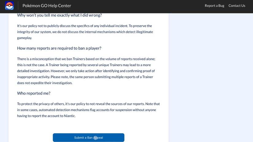 How to Submit a Ban Appeal in Pokémon GO