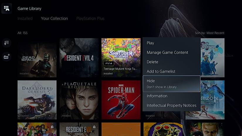 How to Hide Games in Your PlayStation 5 Library