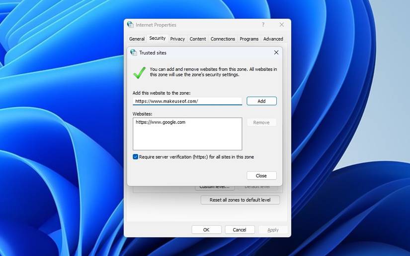 How to Add Trusted Sites on Windows 11