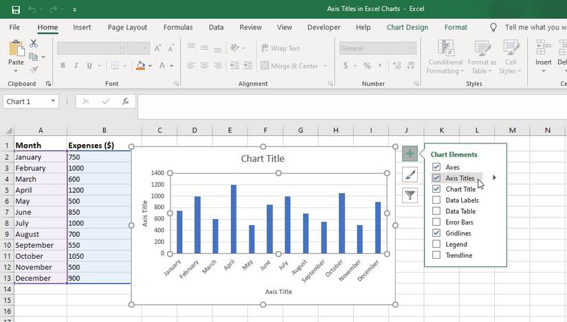 How to Add Axis Titles to Charts in Excel