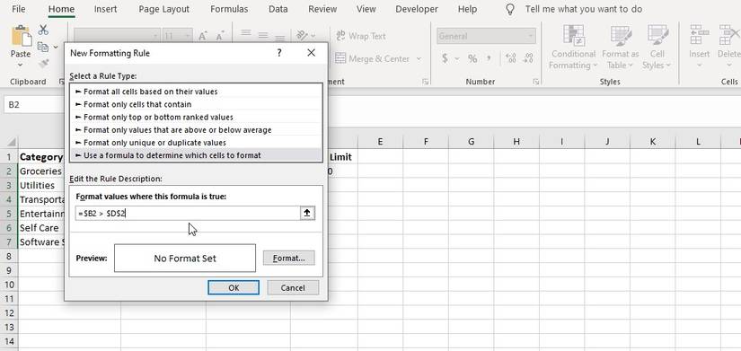 How to Apply Conditional Formatting Based on Another Cell in Excel