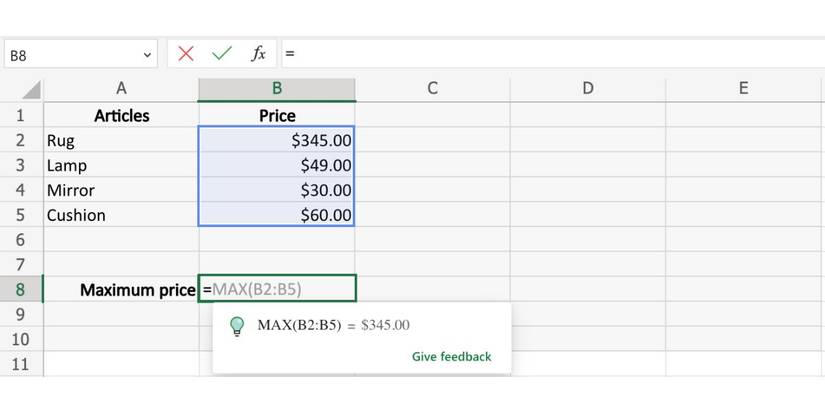How to Use Formula Suggestions in Excel on the Web