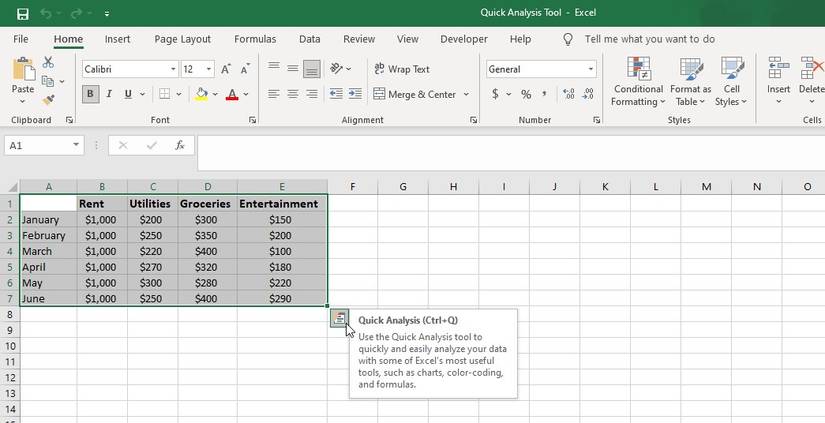 How to Use the Quick Analysis Tool in Excel