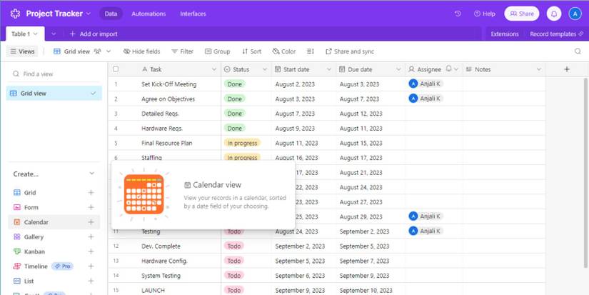 6 Types of Free Airtable Views and When to Use Them