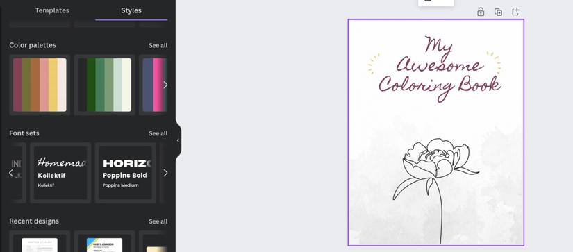 make a coloring page on canva