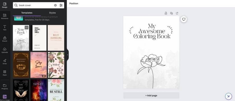 make a coloring page on canva