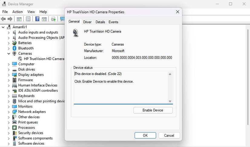 How to Fix the "This Device Is Disabled (Code 22)" Error on Windows 11