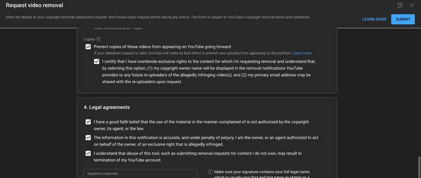 How to Submit a Removal Request on YouTube Due to Copyright