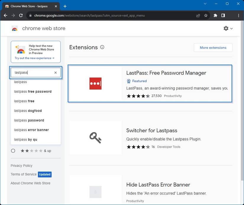 How to Enable or Disable the LastPass Extension in Google Chrome
