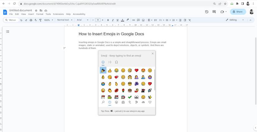 How to Insert Emoji in Google Docs