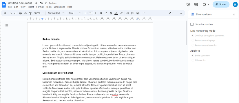 How to Add Line Numbers in Google Docs