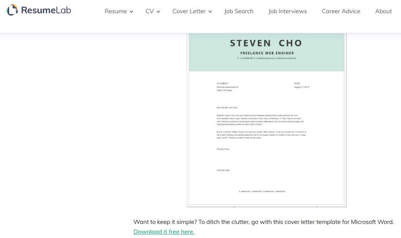 basic cv cover letter