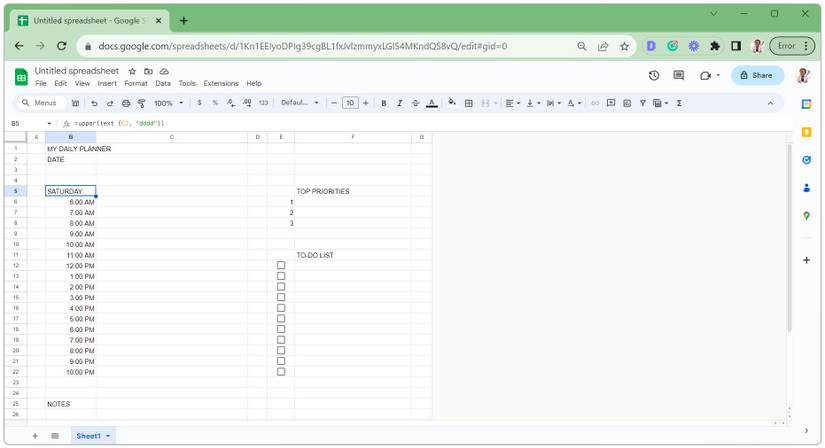 How to Create a Digital Planner in Google Sheets
