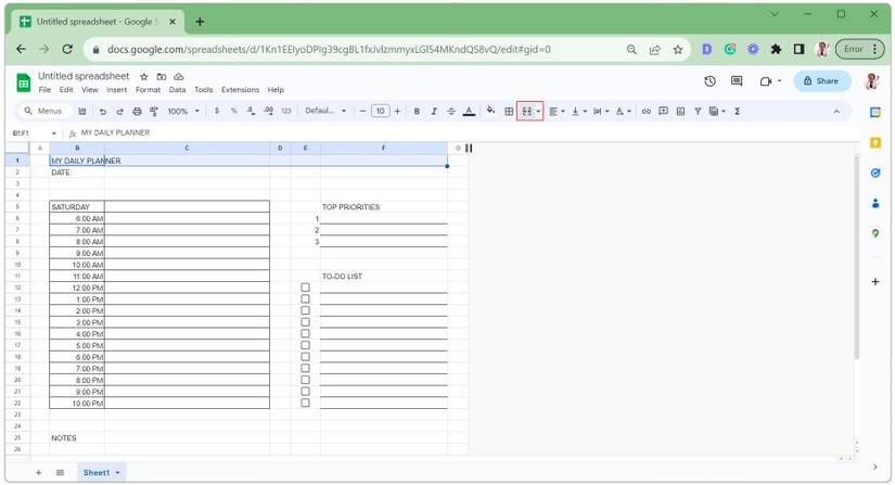 How to Create a Digital Planner in Google Sheets