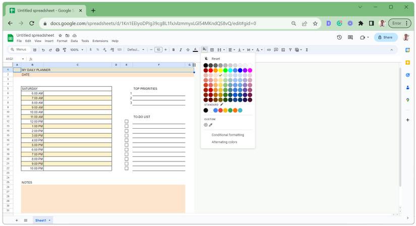 How to Create a Digital Planner in Google Sheets