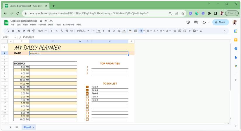 How to Create a Digital Planner in Google Sheets