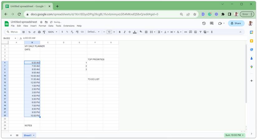 How to Create a Digital Planner in Google Sheets