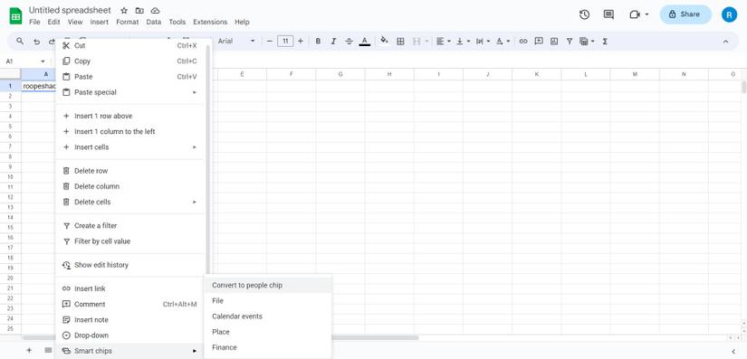 How to Insert Smart Chips in Google Sheets