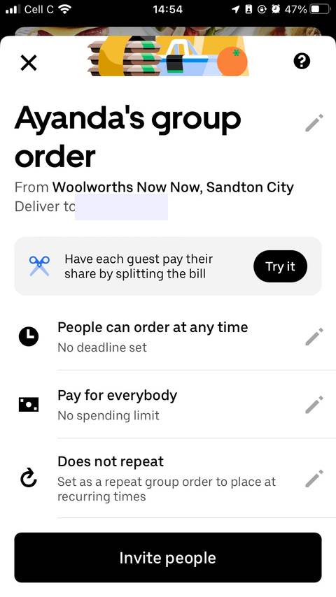 How to Place a Group Order on Uber Eats