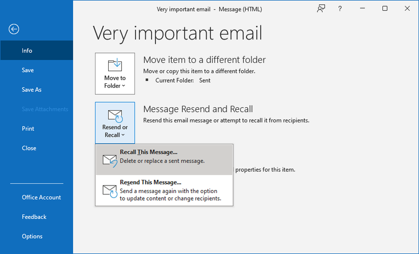 How to Recall a Sent Email in Outlook