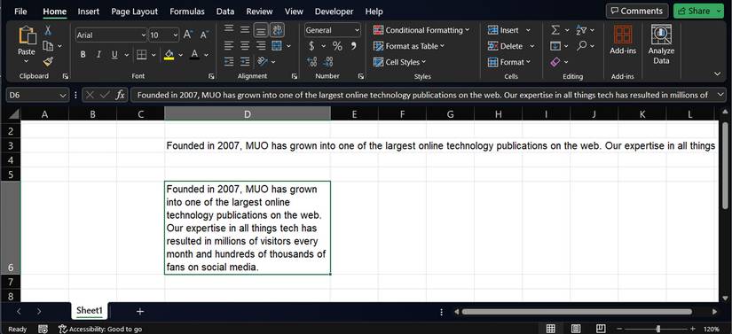 How to Start a New Line in an Excel Cell