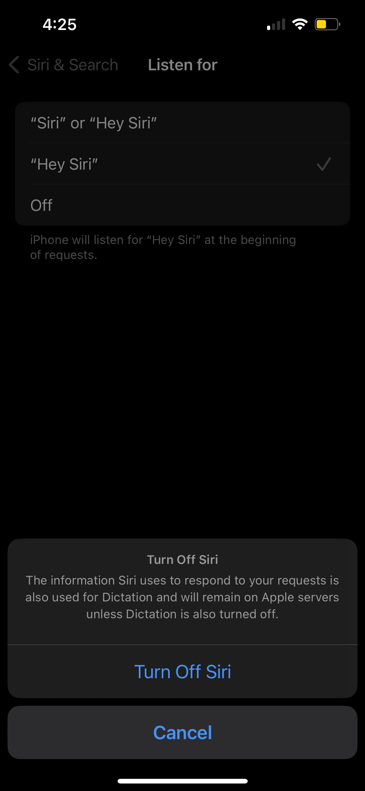 iphone siri off