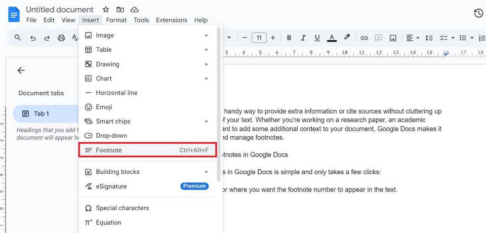 How to Add Footnotes in Google Docs