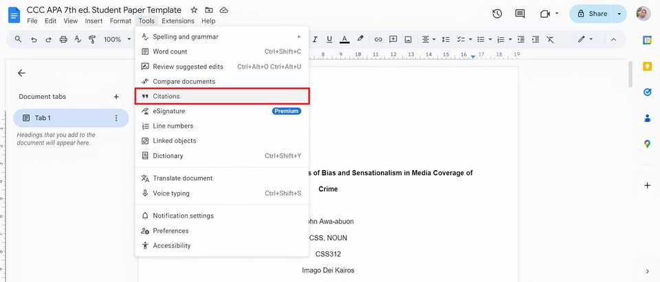 How to Use Citations in Google Docs