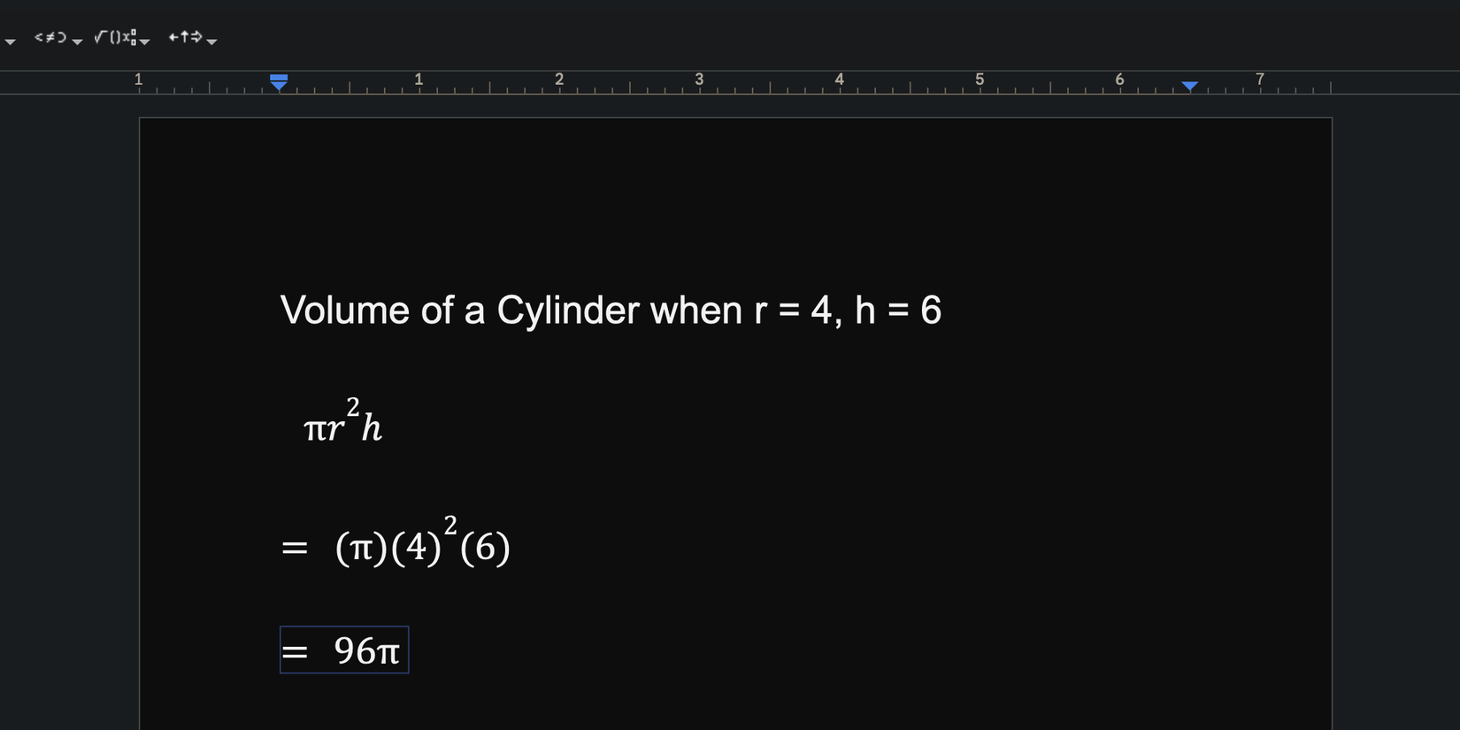 google sheet volume formula