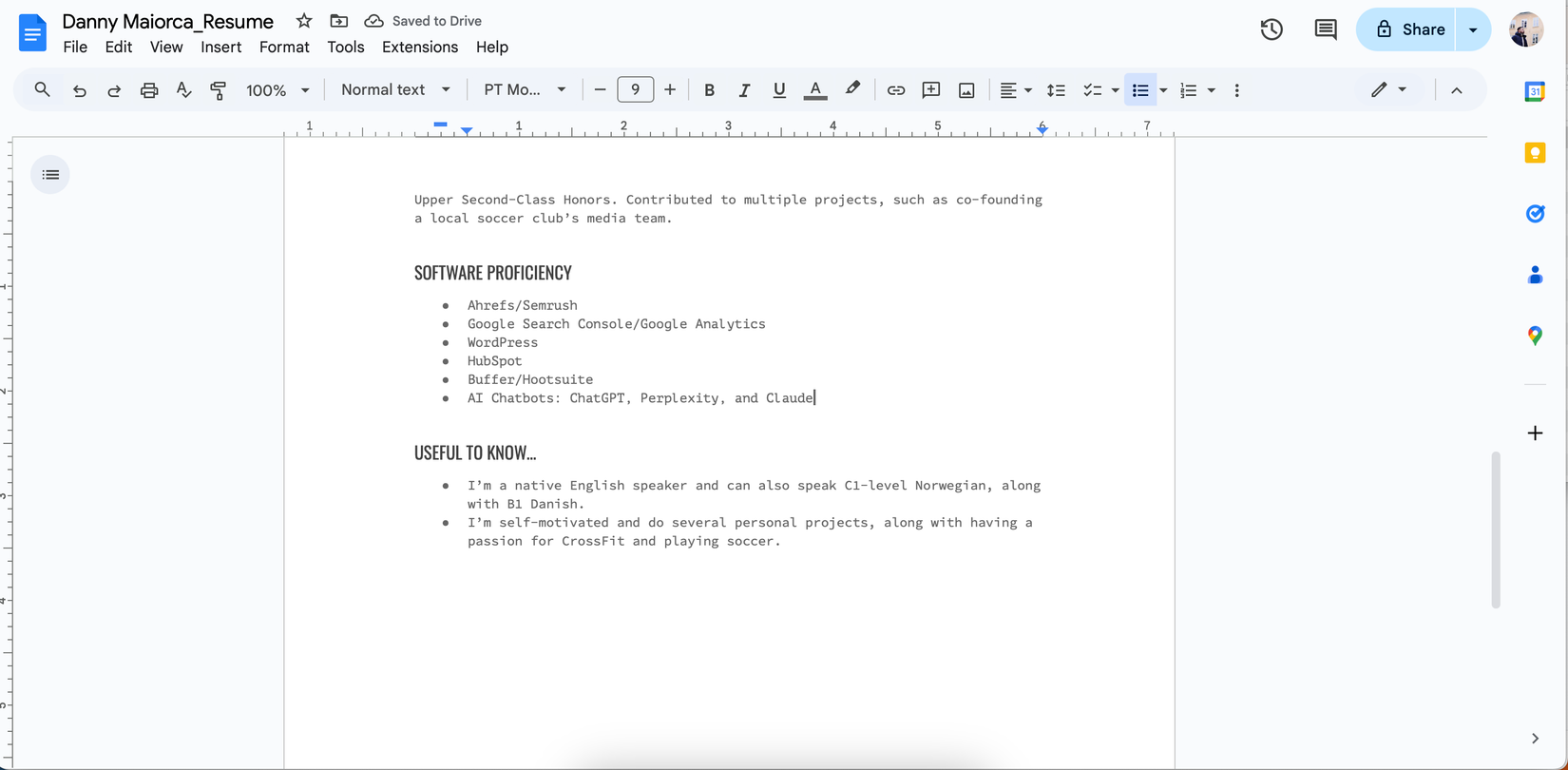 How I Create a Professional-Looking Resume in Google Docs