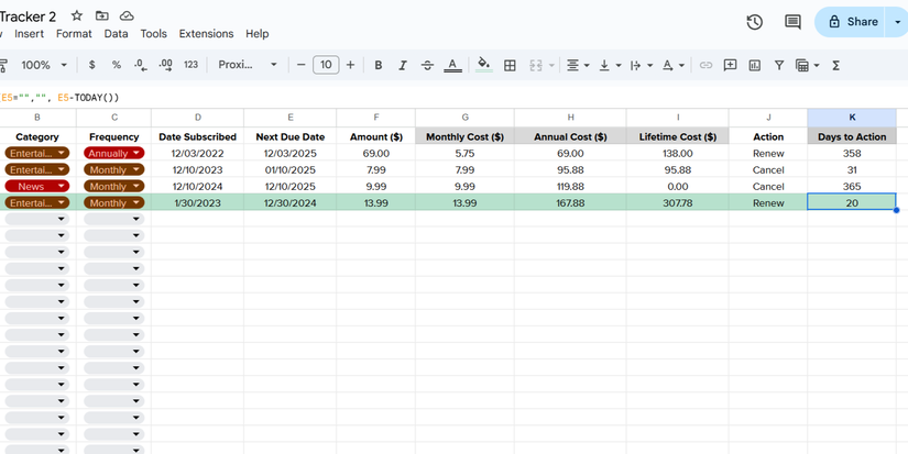 I Track My Subscriptions With Google Sheets—Here's How