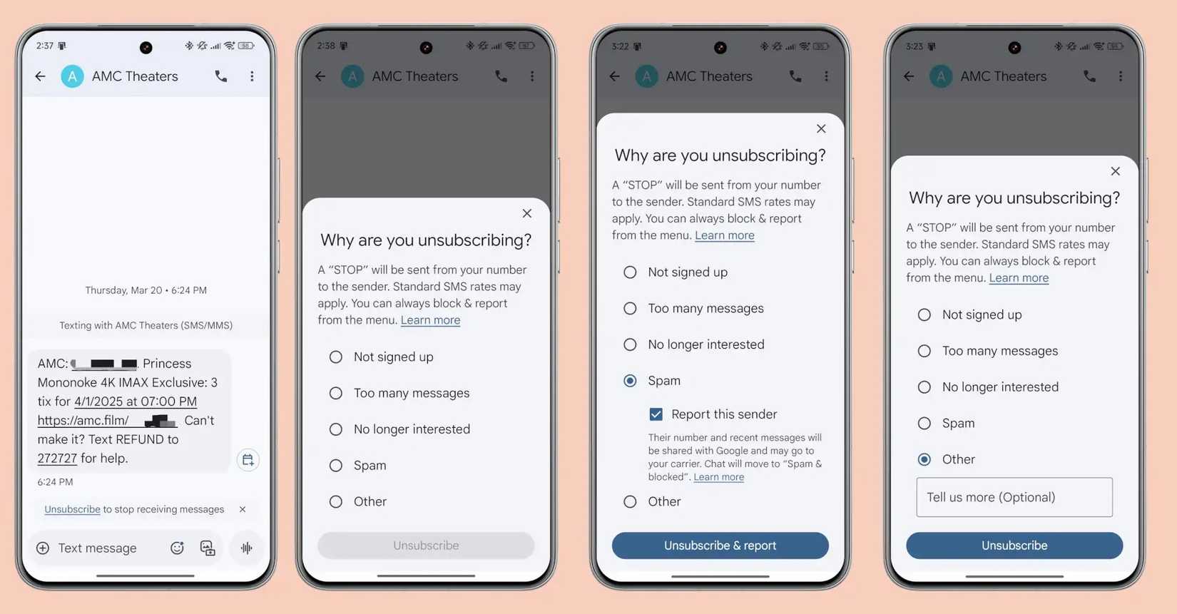 Unsubscribing From Spam Texts on Android Just Got Easier