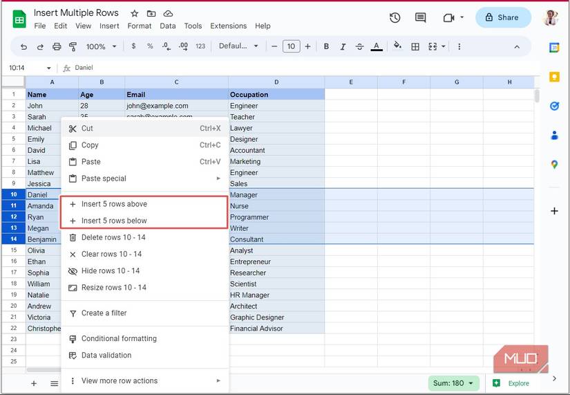 How to Insert Multiple Rows in Google Sheets: 5 Easy Ways