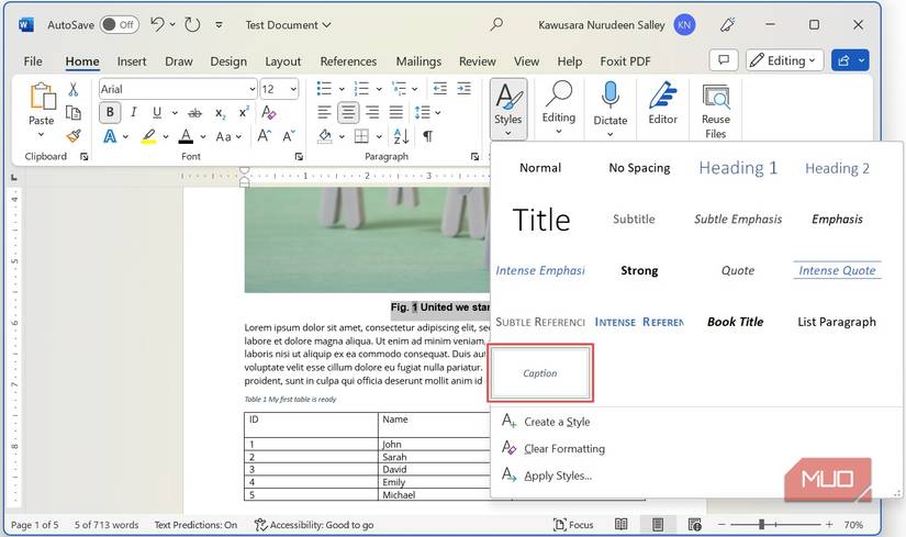 How to Add Captions to Figures and Tables in Microsoft Word