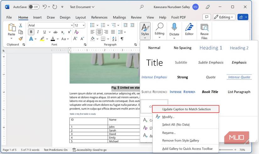 How to Add Captions to Figures and Tables in Microsoft Word