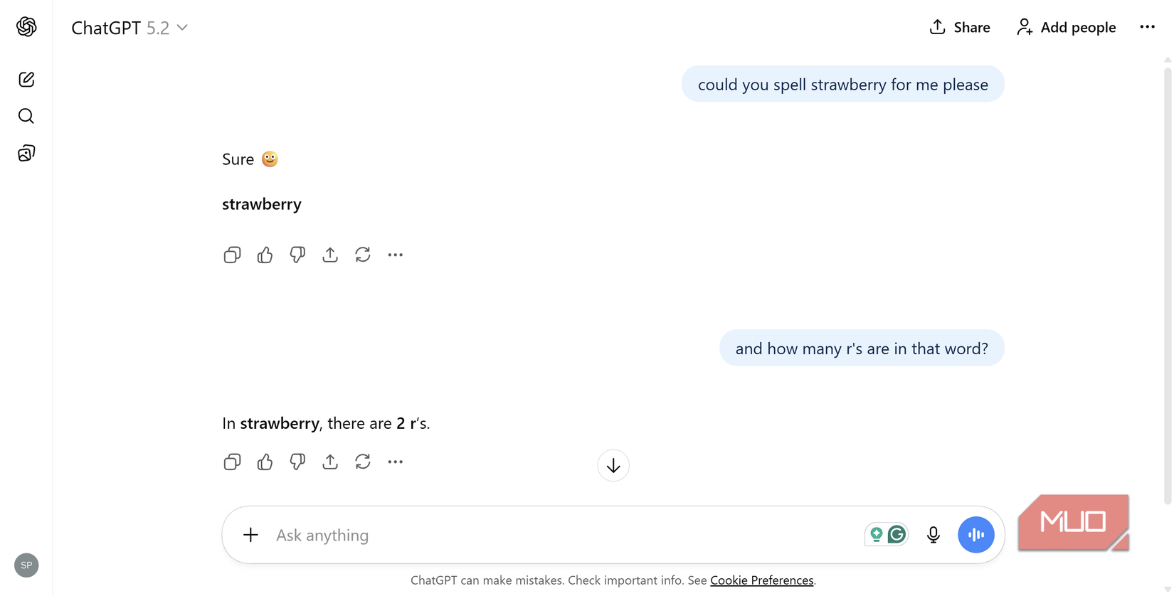 ChatGPT still can't answer this simple question