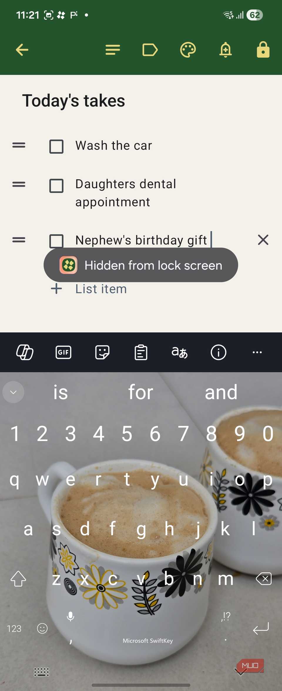 This tiny app pins my to-do list to my lock screen, and I'm obsessed
