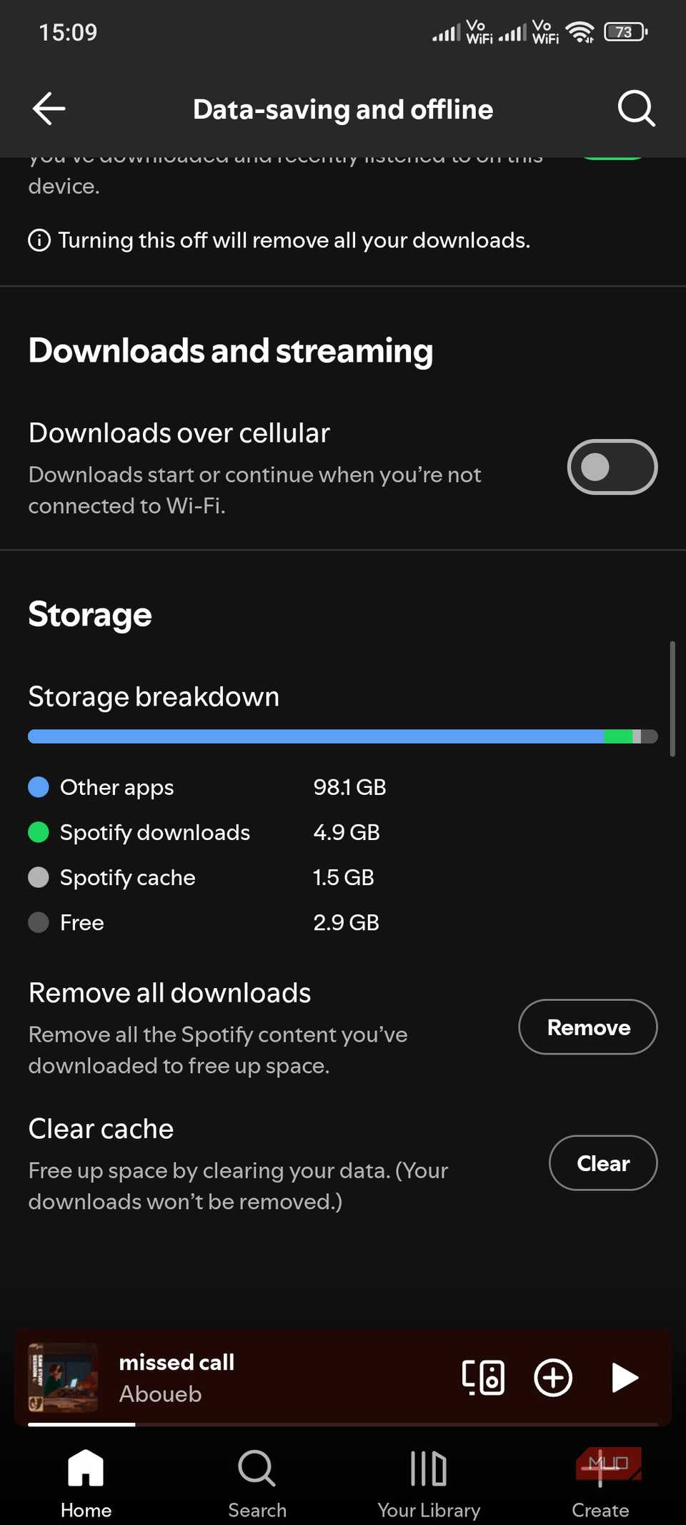 I cleared my Spotify "ghost" downloads, and my storage is finally free