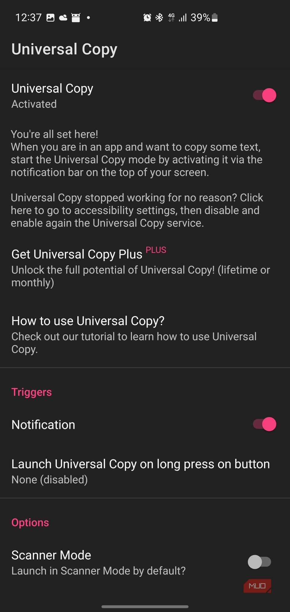 I copy text from any app that blocks text selection using this tool