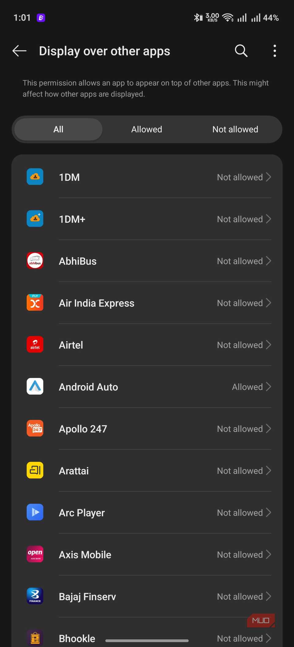 I found a second permissions menu on Android that most people never check