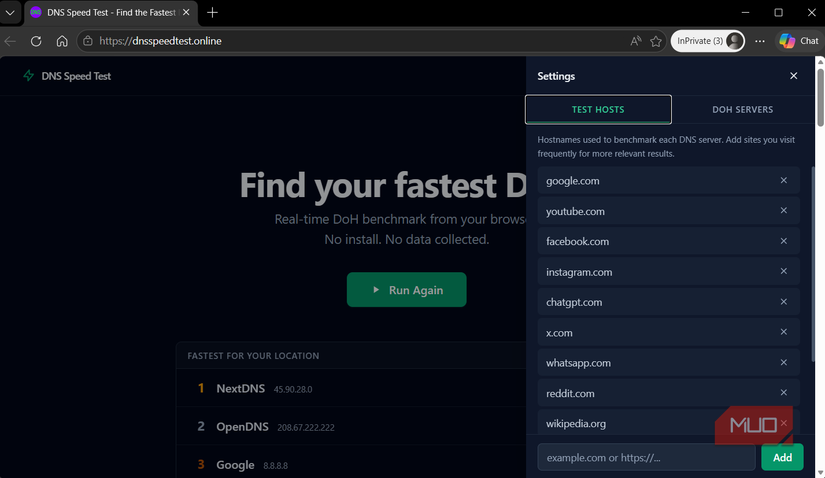 I ran a DNS speed test and Google's 8.8.8.8 wasn't even in the top two