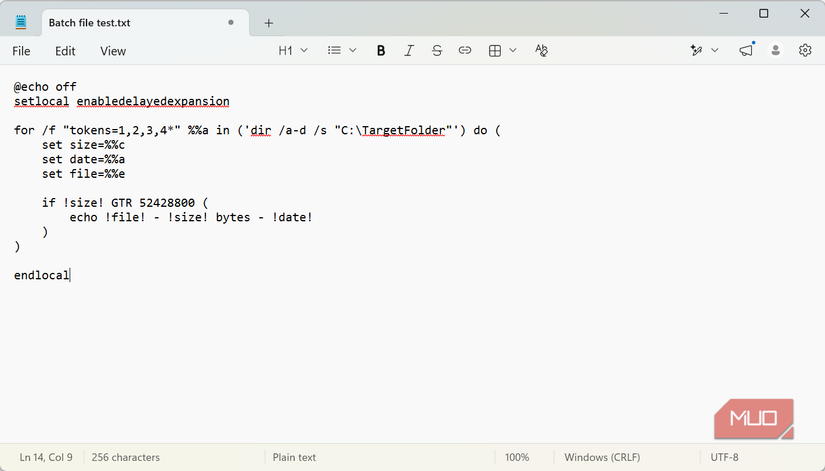 I found PowerShell's pipeline does what batch files can't and I stopped ...